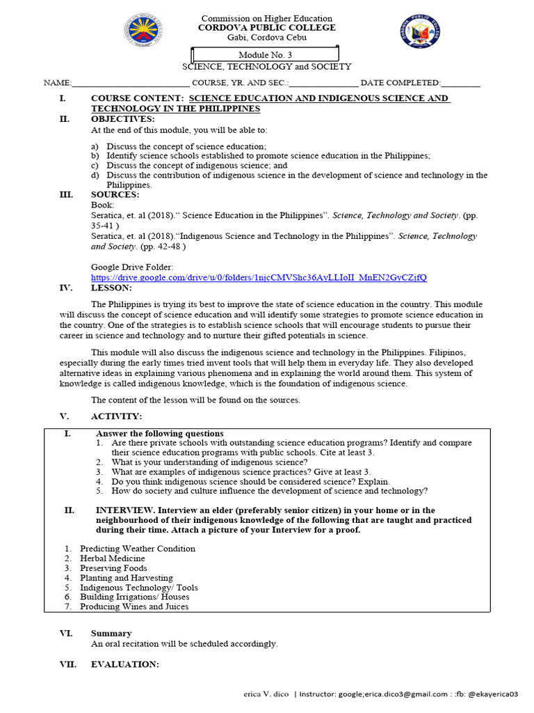 Sts Module 3 | PDF | Science | Cognition