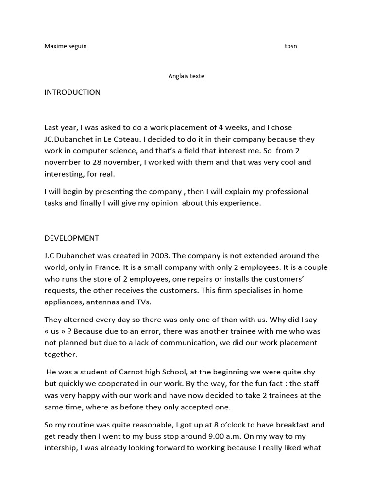Texte Anglais Bac 1 TPSN | PDF