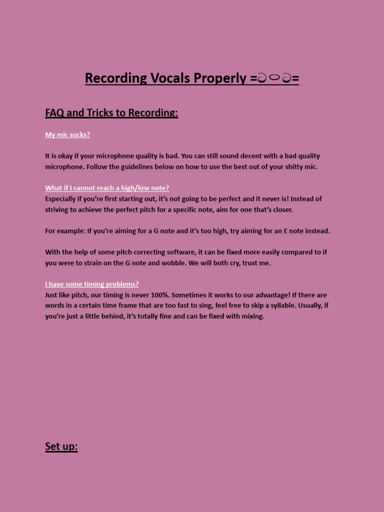 Beginner's Guide to Recording Vocals | PDF | Microphone | Singing