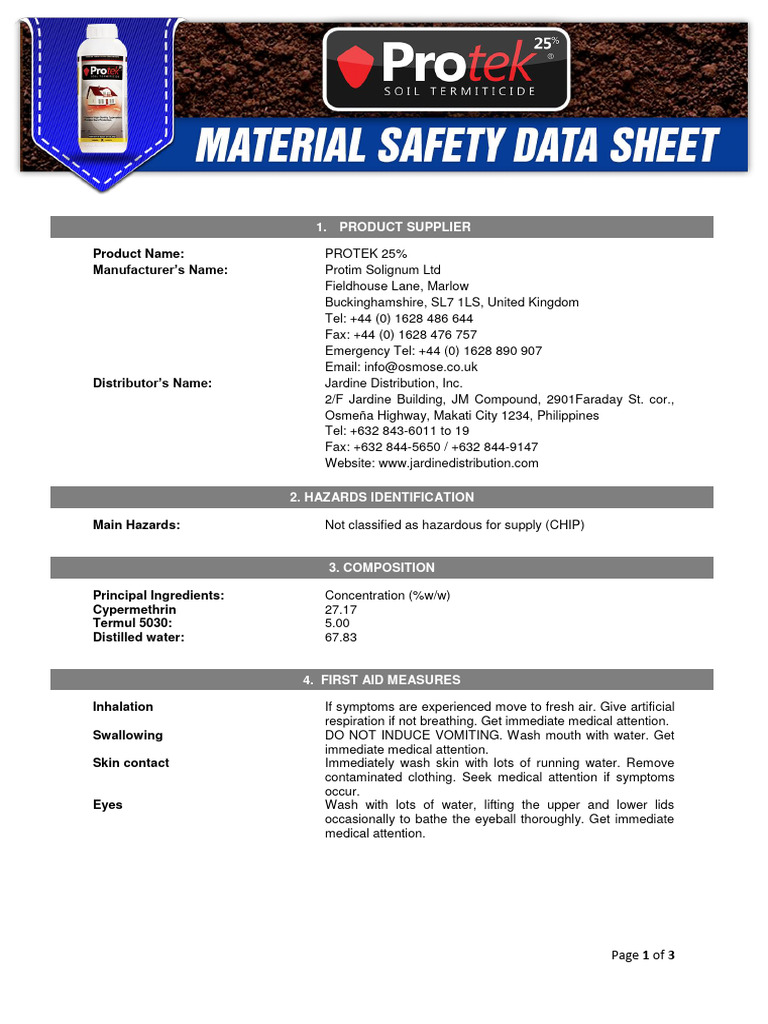Protek Soil Termicide MSDS | PDF