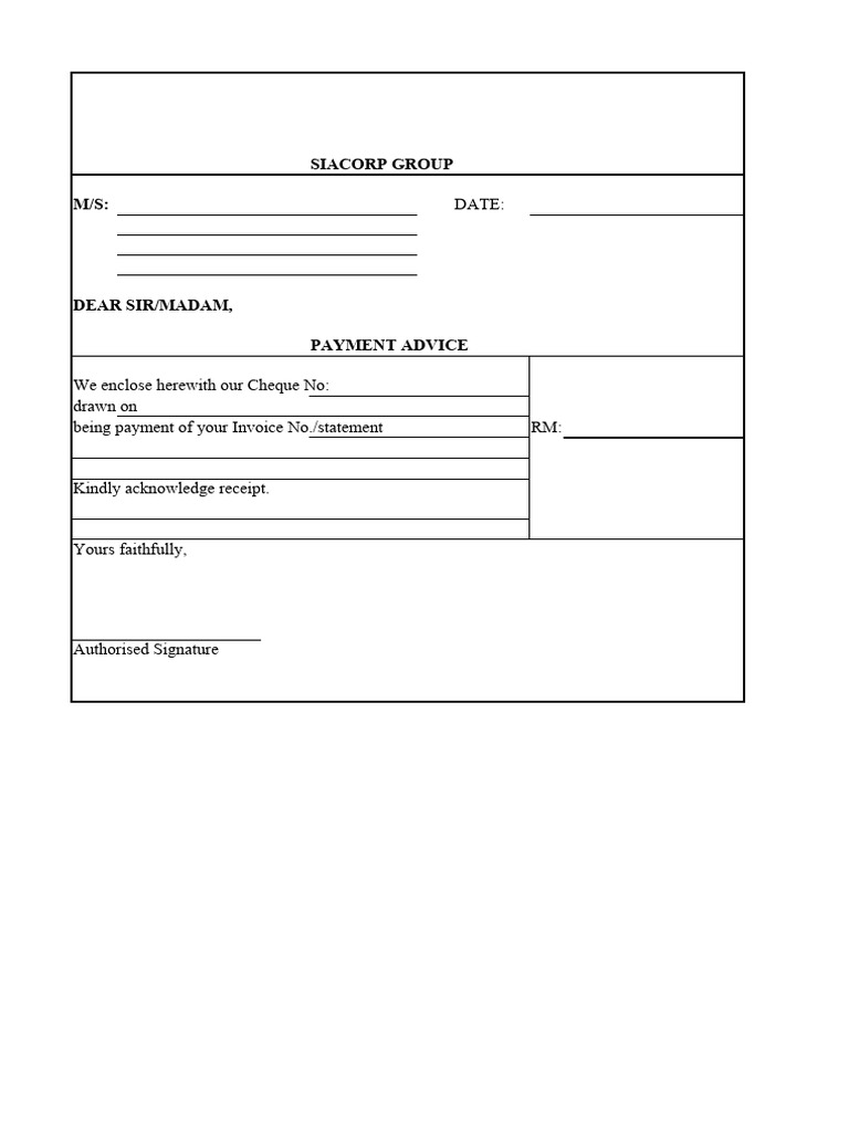 PAYMENT ADVICE | PDF | Payments | Receipt