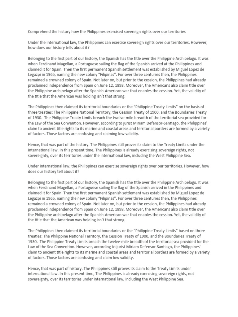 Comprehend The History How The Philippines Exercised Sovereign Rights ...