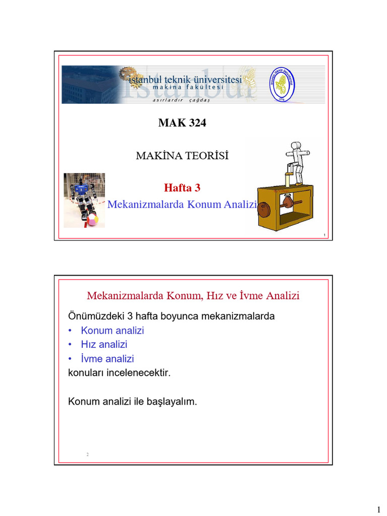Hafta03 - Mekanizmalar - Konum Analizi | PDF