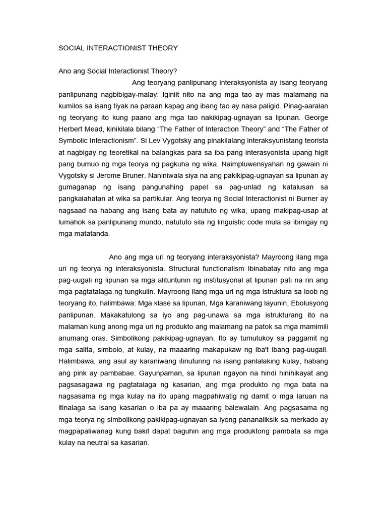 Social Interactionist Theory | PDF