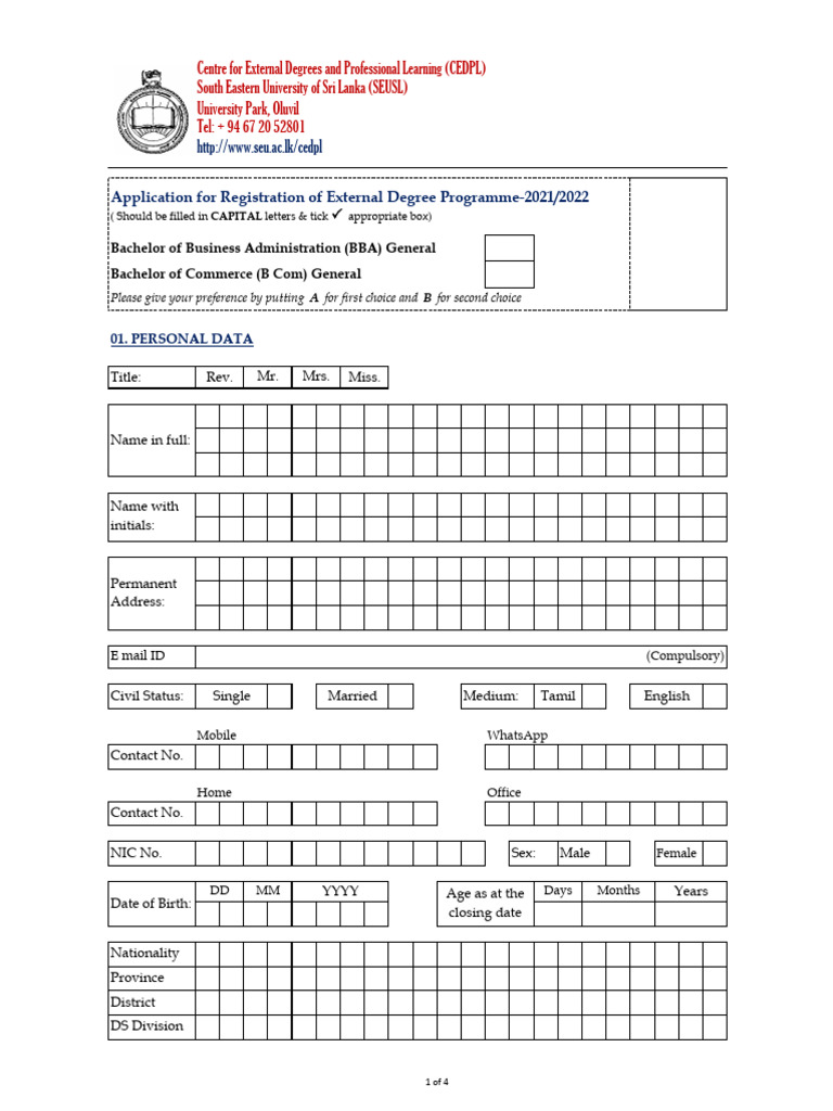 BBA BCOM Application - 2023 | PDF