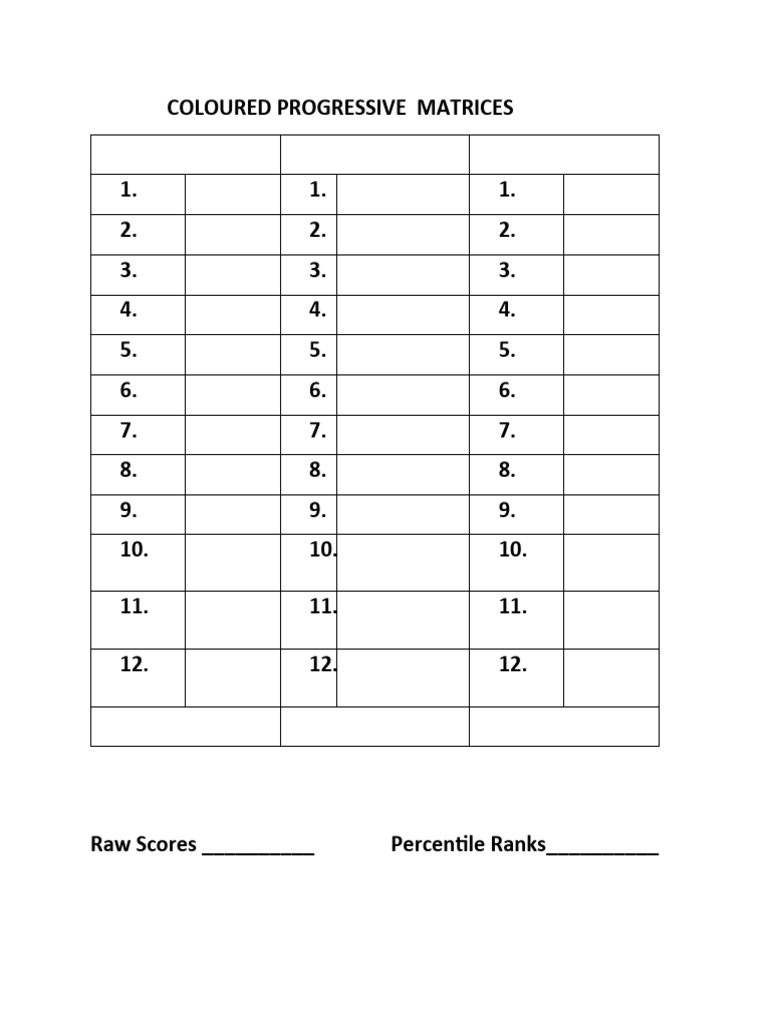 Coloured Progressive Matrices | PDF