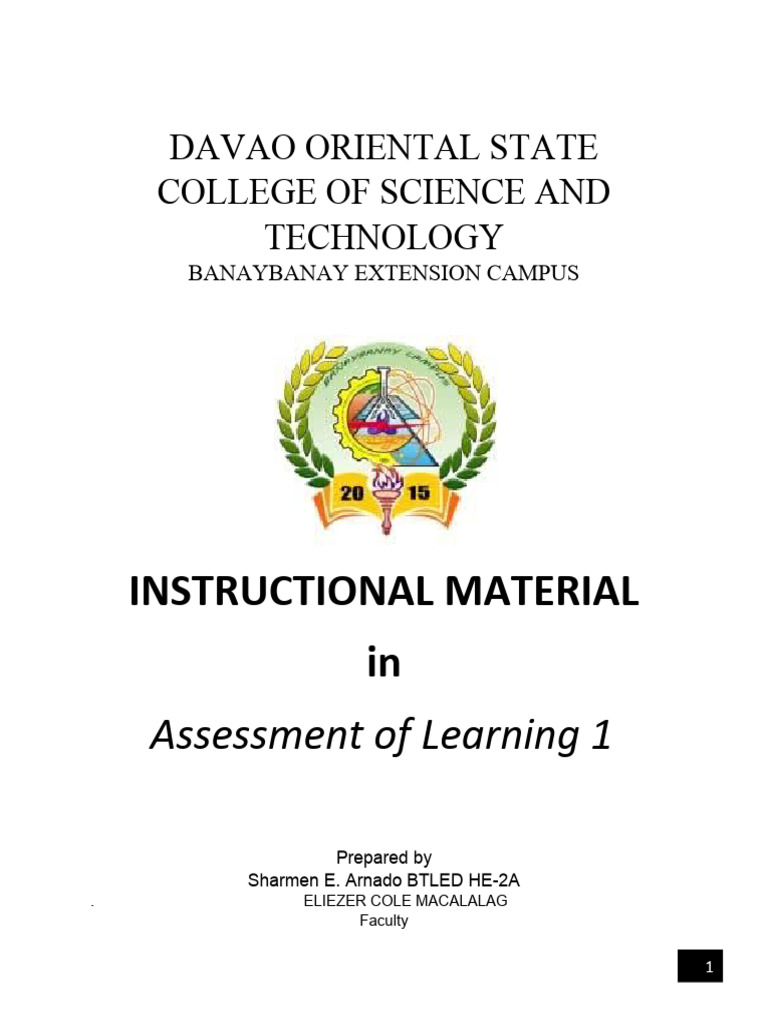 Educ 107 Module 1 Assessment in Learning 1 Dorsu Arnado,Sharmen,e ...