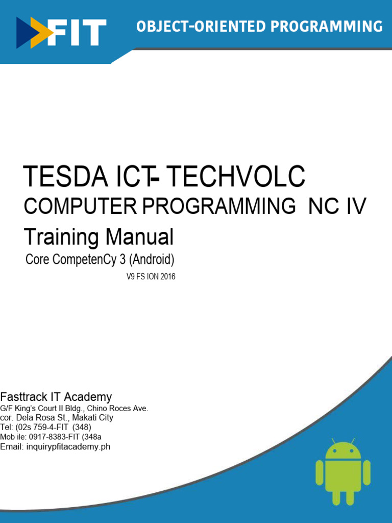 ICT (Competency 3) - Object-Oriented Programming Training Manual (Android)-Converted | PDF