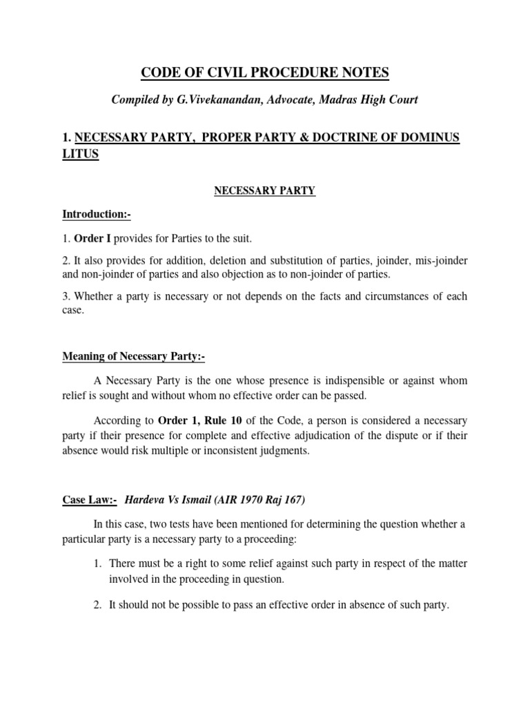 CPC - NOTES Kumar | PDF | Res Judicata | Lawsuit