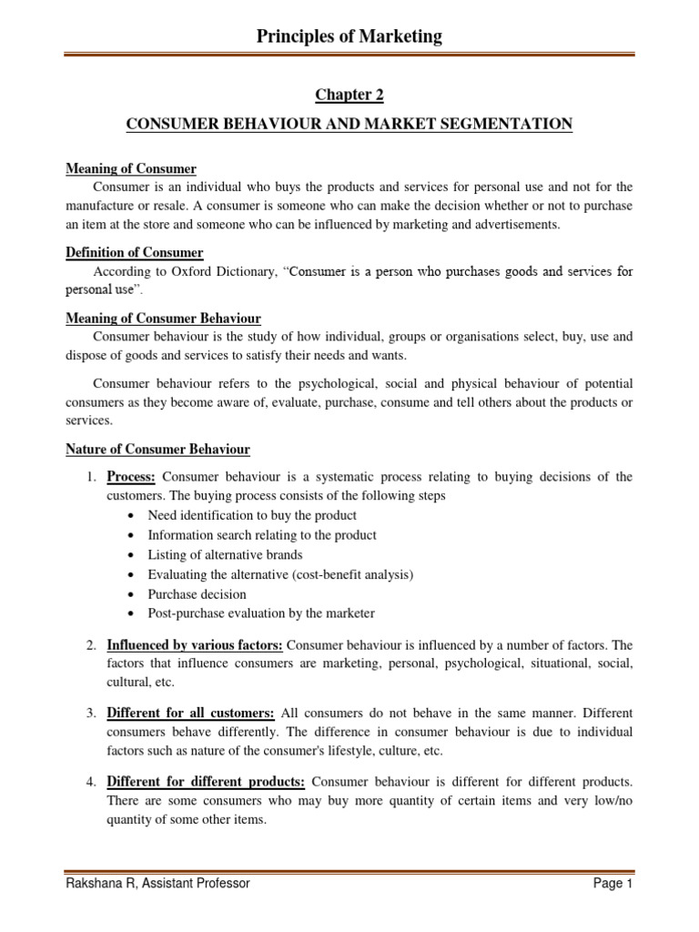 Chap 2 - Consumer Behavior and Market Segmentation | PDF | Marketing | Market Segmentation