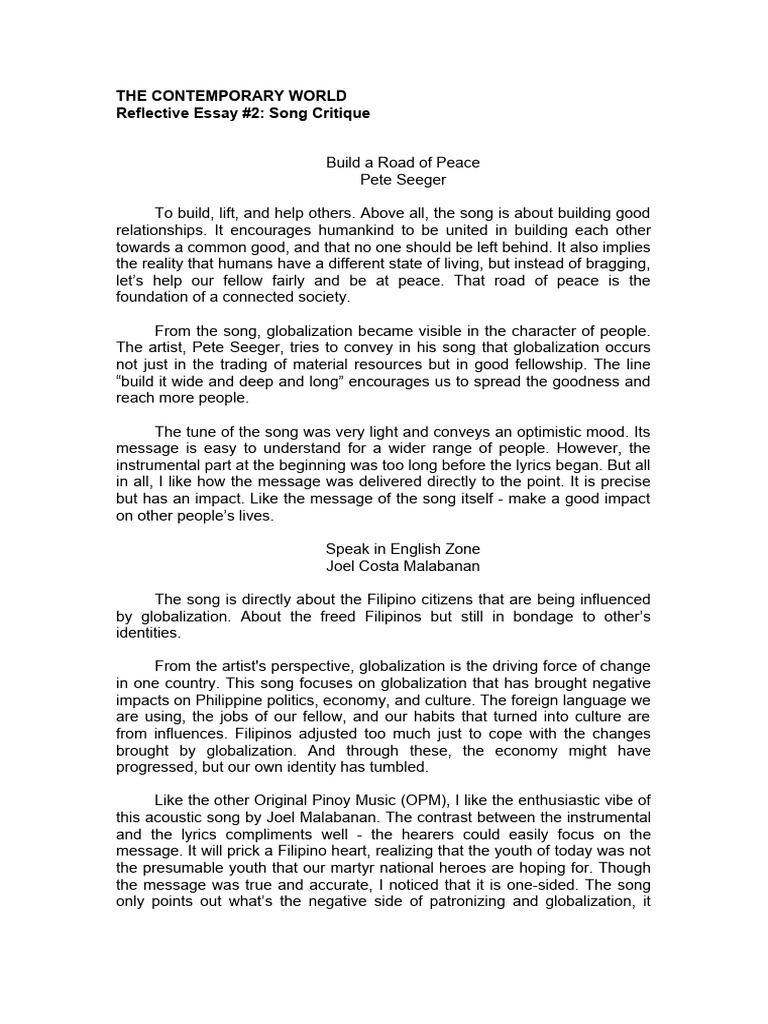 Reflective Essay | PDF | Globalization | Liberal Arts Education