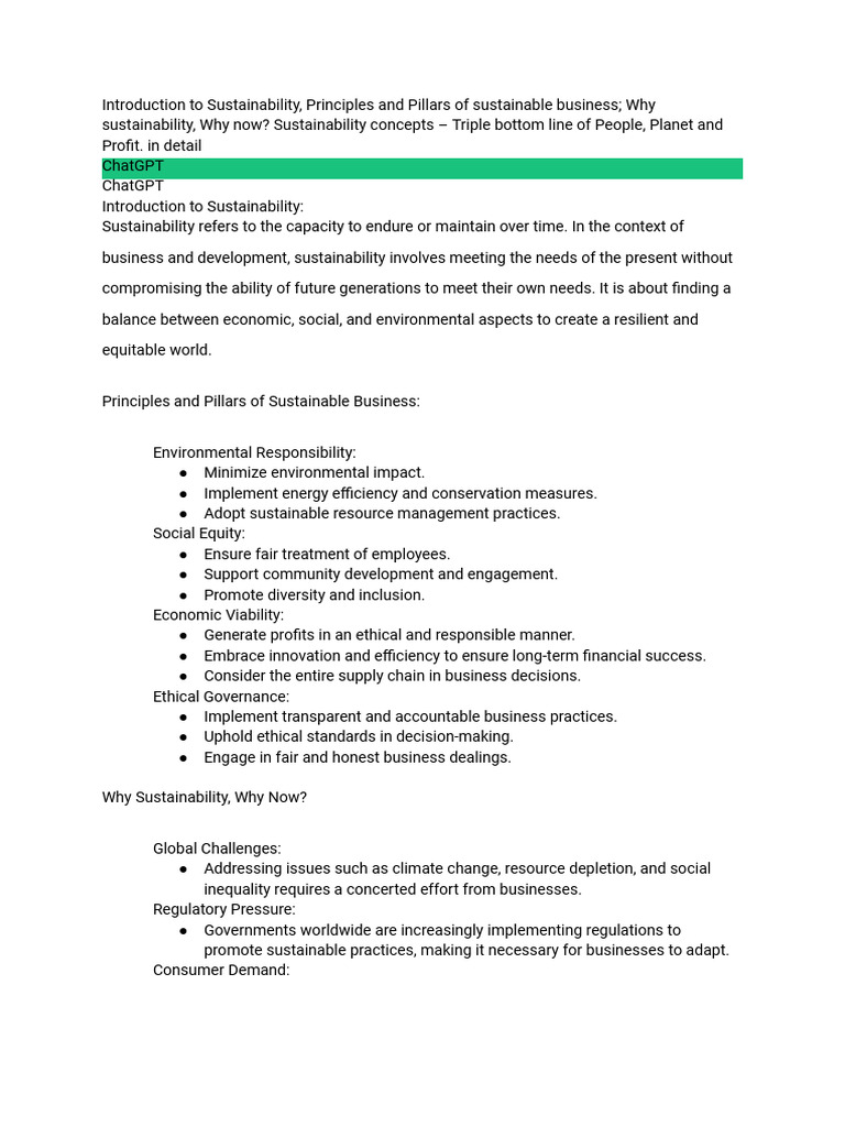 Sustainability Notes | PDF | Sustainability | Corporate Social ...