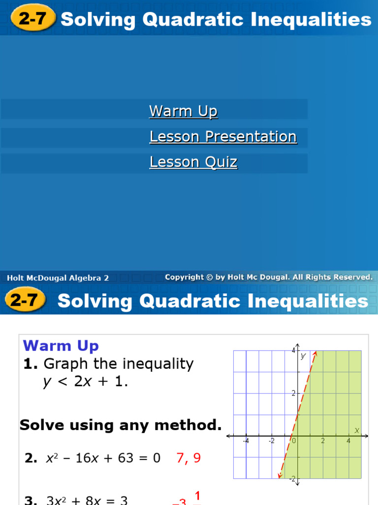 Warm Up Lesson Presentation Lesson Quiz | PDF | Quadratic Equation ...
