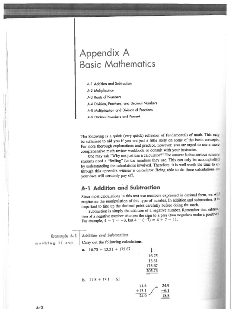 UNIT 1 MALONE 7th ED APPENDIX A BASIC MATH | PDF