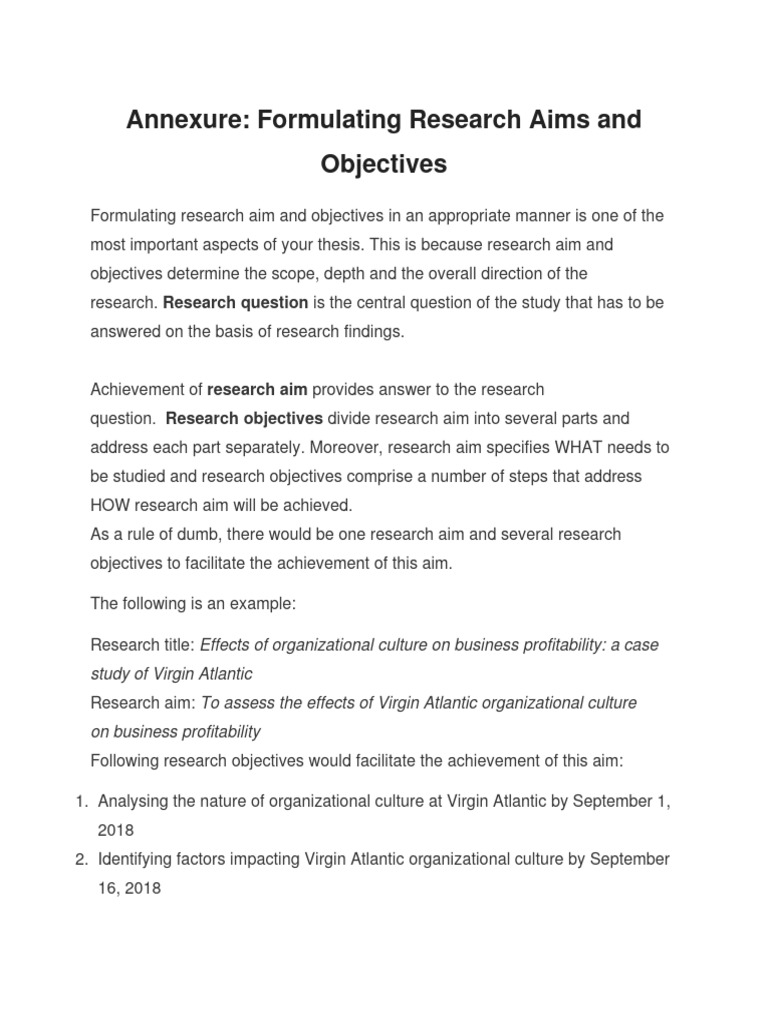 Formulating Research Aims and Objectives | PDF