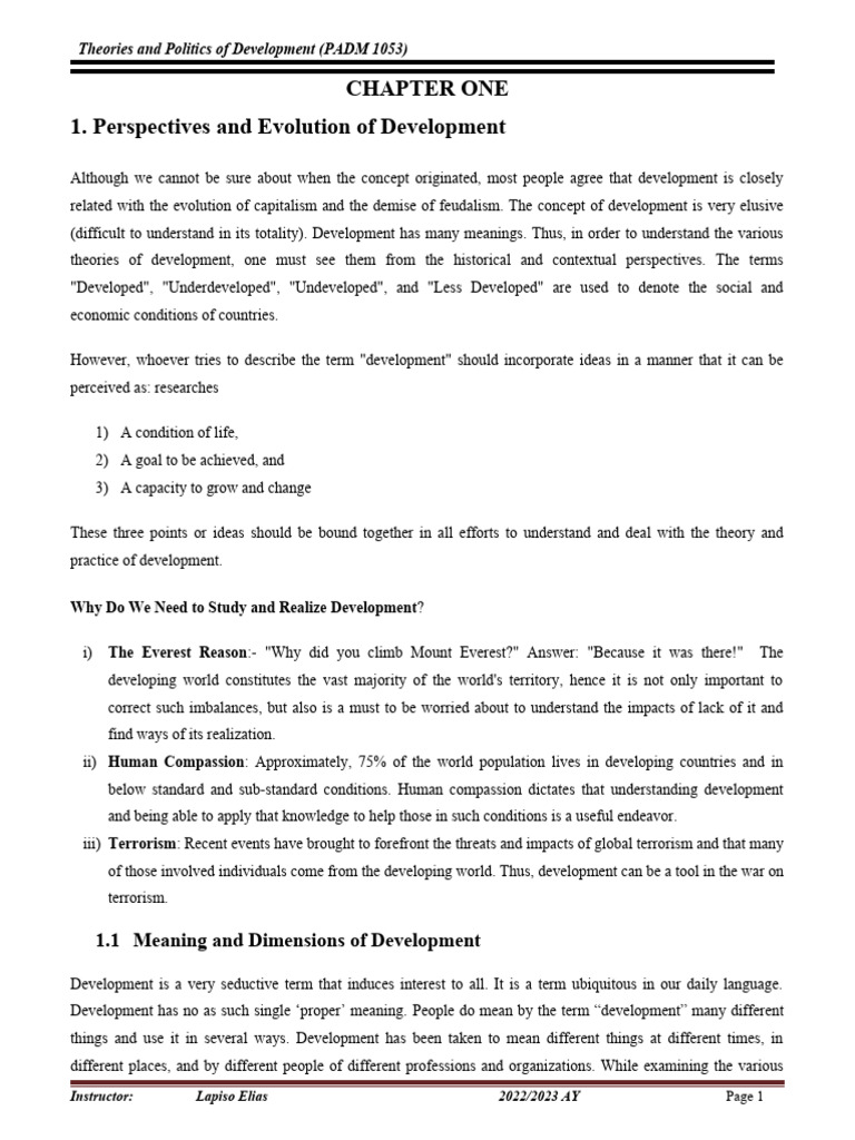 Theories and Politics of Development Materials | PDF | Poverty ...