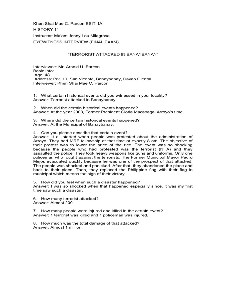 Eyewitness Interview | PDF