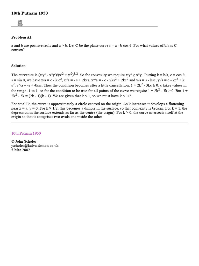 G13 1950 PUTNAM Web Solution | PDF | Euclidean Geometry | Geometric Shapes