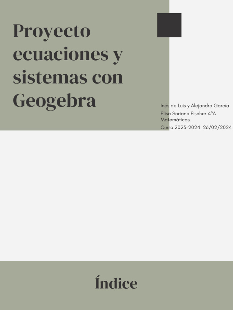 Proyecto Matematicas 4ºESO | PDF | Ecuaciones | Sistema de ecuaciones lineales