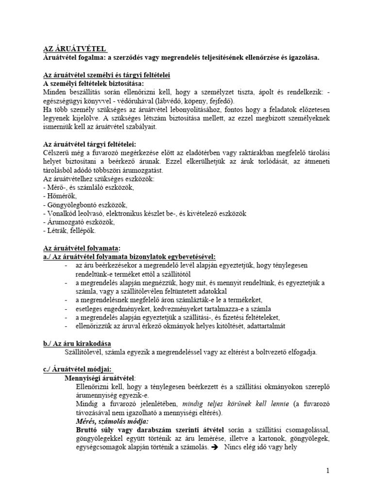 Aruatvetel Tananyag | PDF