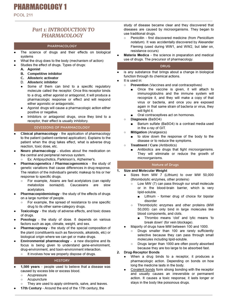 Pharmacology 1 1 | PDF | Pharmacology | Bioavailability