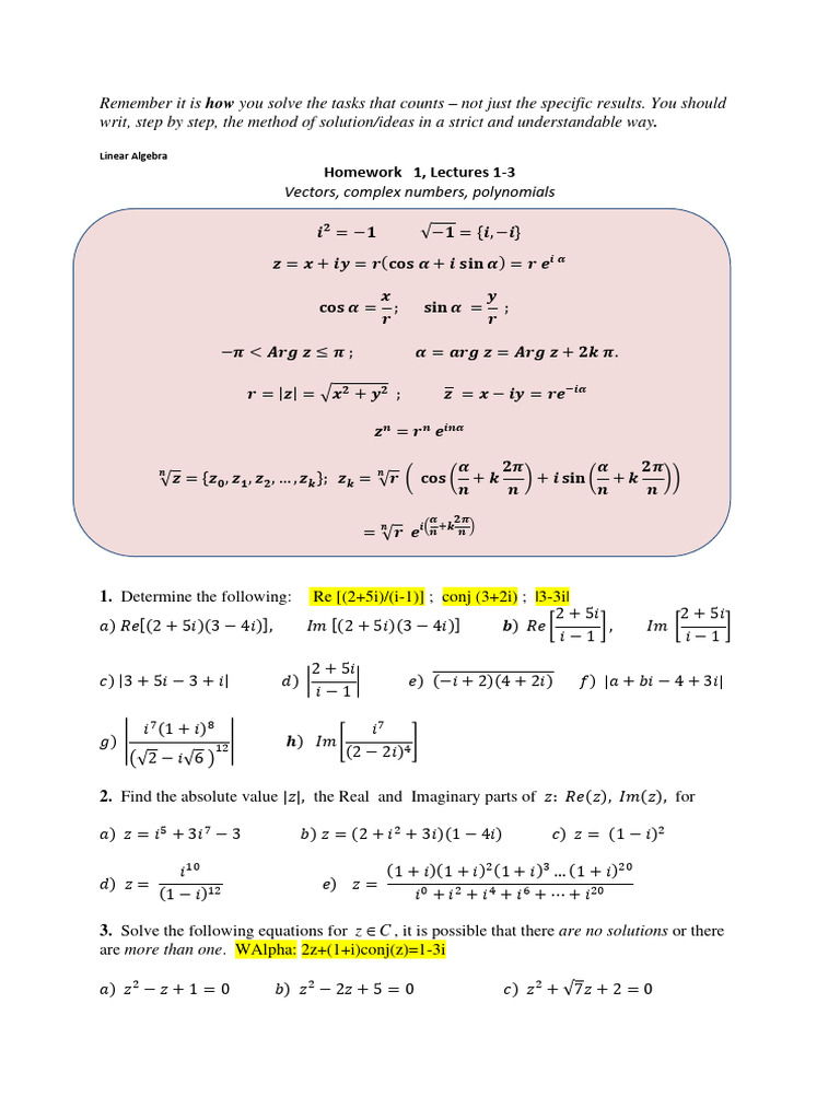 Complex Numbers Problems | PDF | Complex Number | Linear Algebra