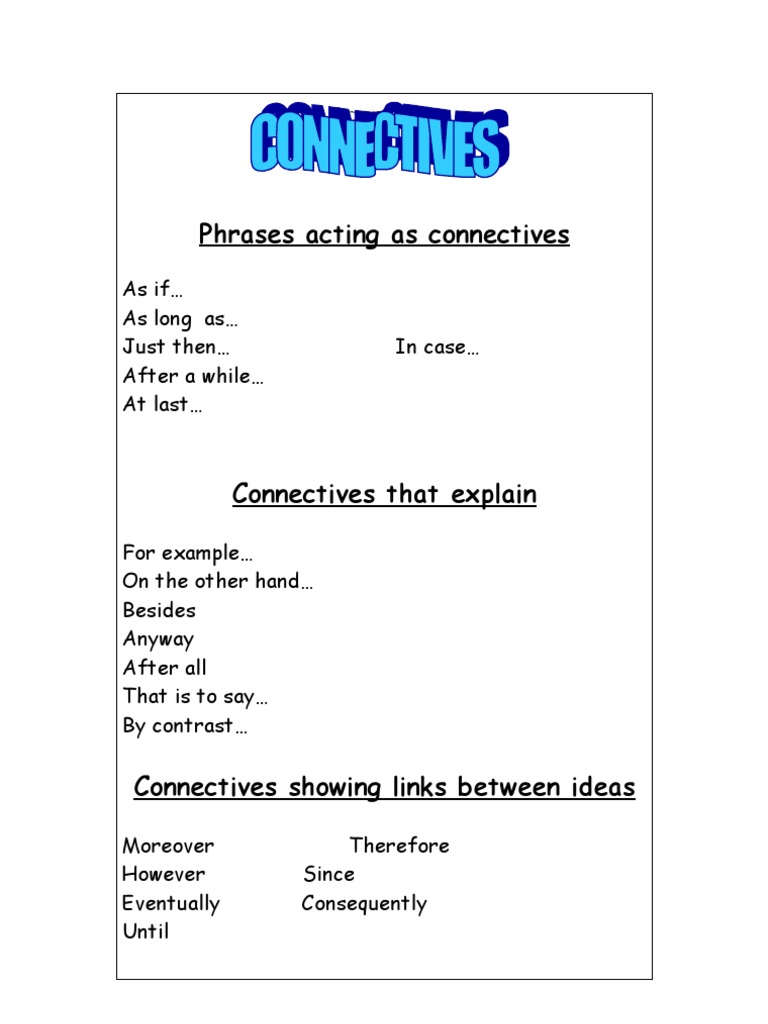 Connectives and Their Functions | PDF