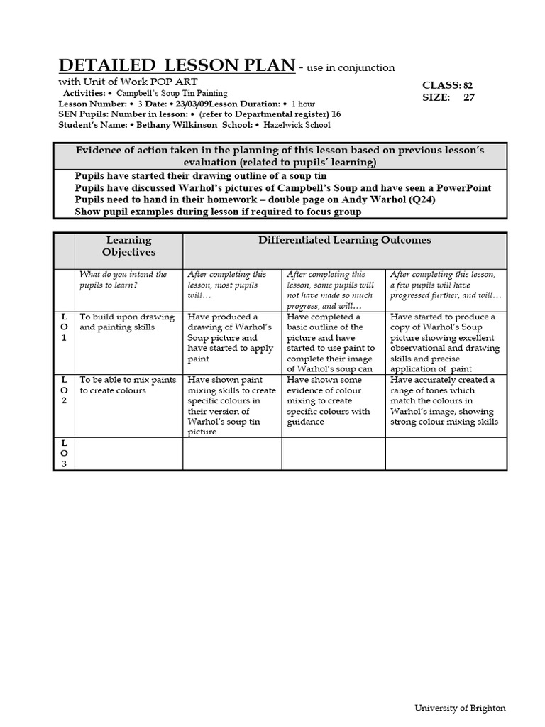 82 Lessonplan 3 | Download Free PDF | Andy Warhol | Learning