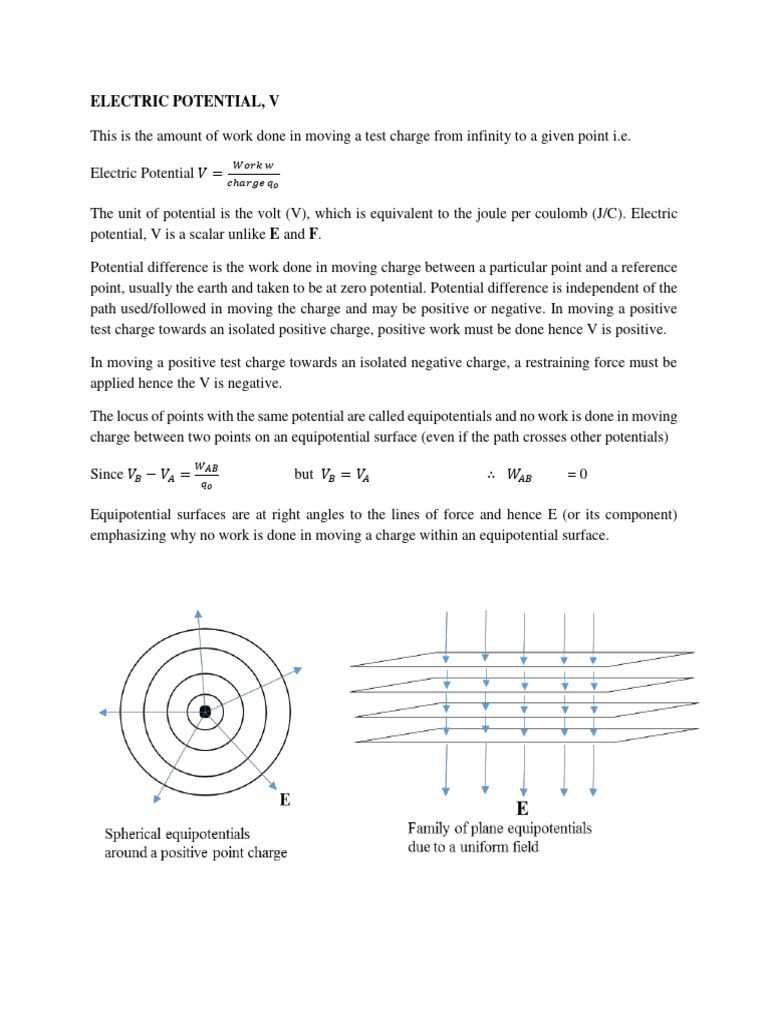 Electric potential notes | PDF