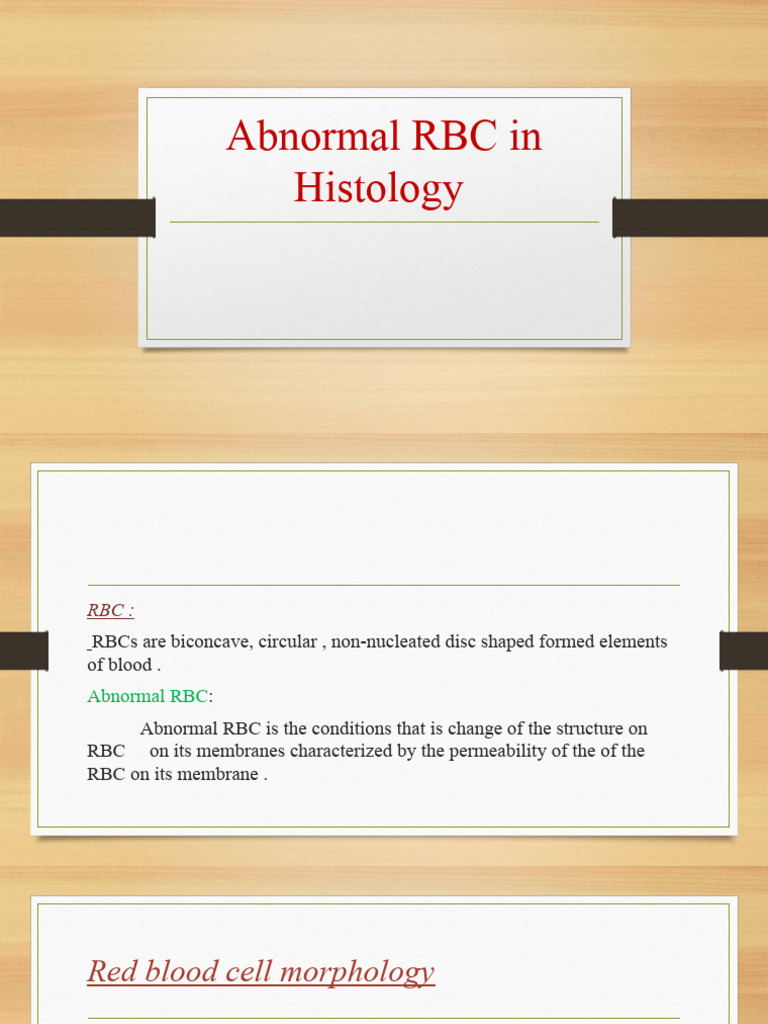 Abnormal RBC in Histology | PDF | Red Blood Cell | Anemia