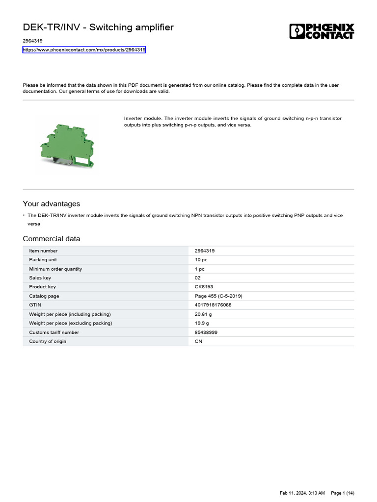Phoenix Contact 2964319 en | PDF | Power Inverter | Bipolar Junction ...
