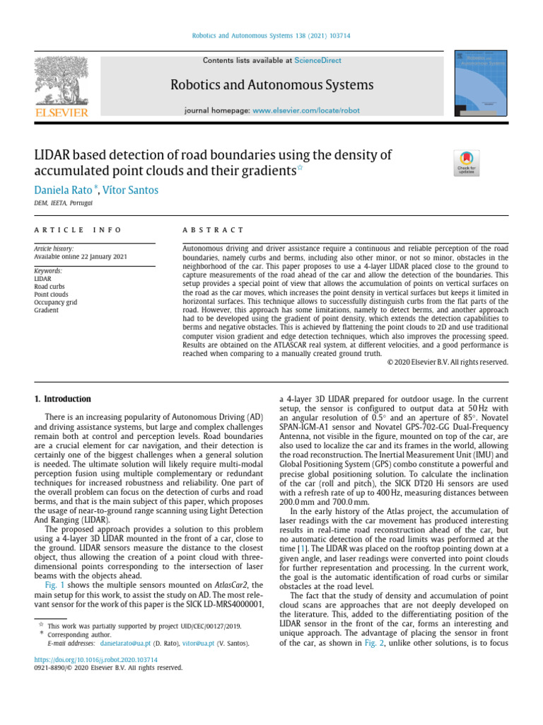 LIDAR-based-detection-of-road-boundaries-using-the-dens_2021_Robotics-and-Au | PDF | Lidar | Road