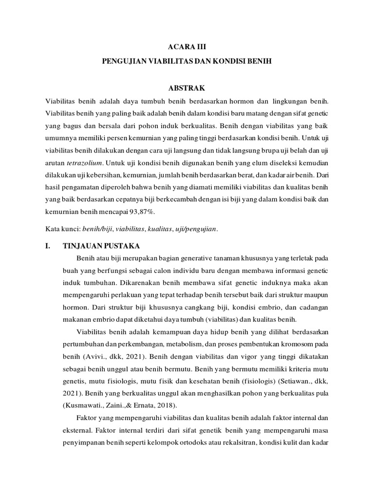 Pengujian Viabilitas Dan Kondisi Benih | PDF | Sains & Matematika