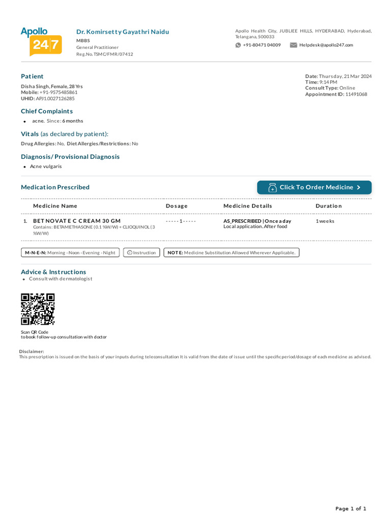 Prescription - Apollo 2471711035918406 | PDF | Public Services | Health Care