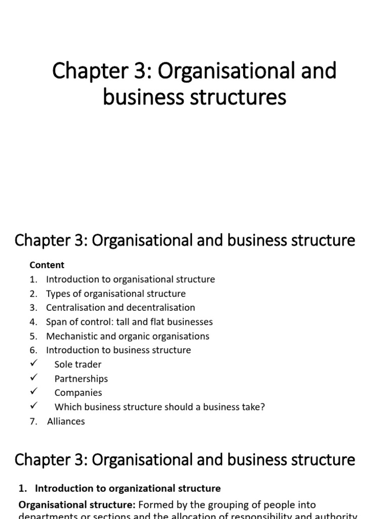 Chapter 3 Organisational and Business Structure | PDF | Partnership | Organizational Structure
