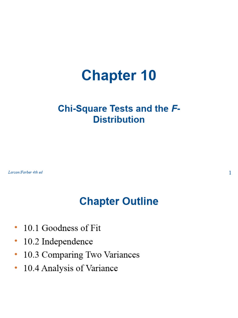Chi-Square Tests and F-Distribution | PDF | Chi Squared Test ...
