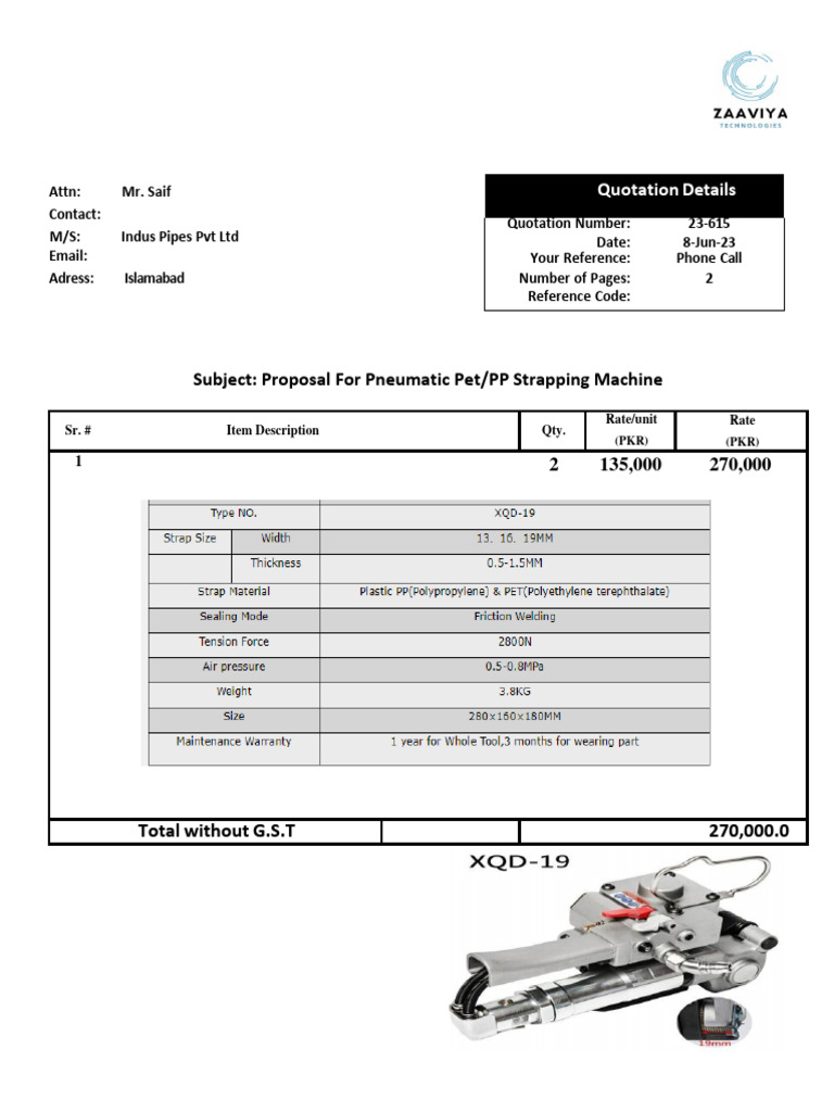 Proposal For Indus Pipe Nov | PDF | Taxes | Economies