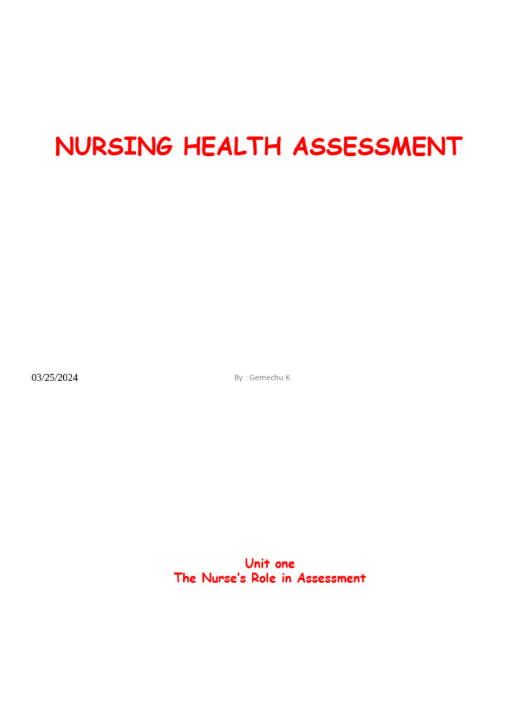 Nursing Health Assessment Guide | PDF | Medical Diagnosis | Goal
