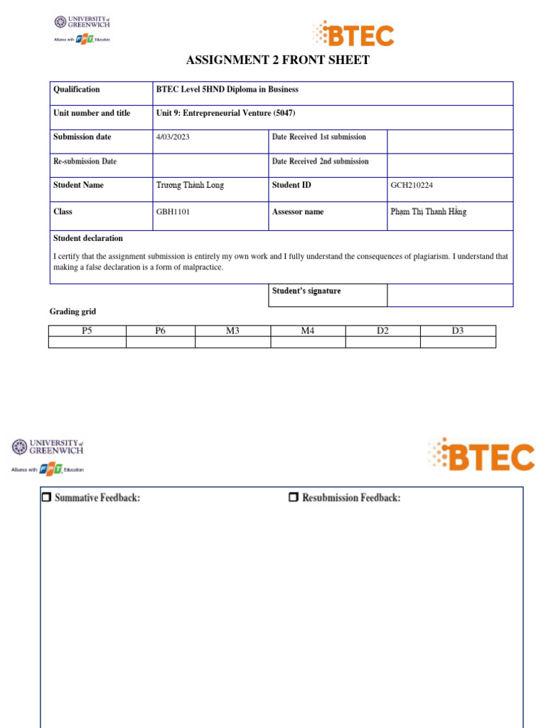 Unit 9 - Assignment 2 Frontsheet (2022-2023) | PDF Unit 9 - Assignment 2 Frontsheet (2022-2023) | PDF