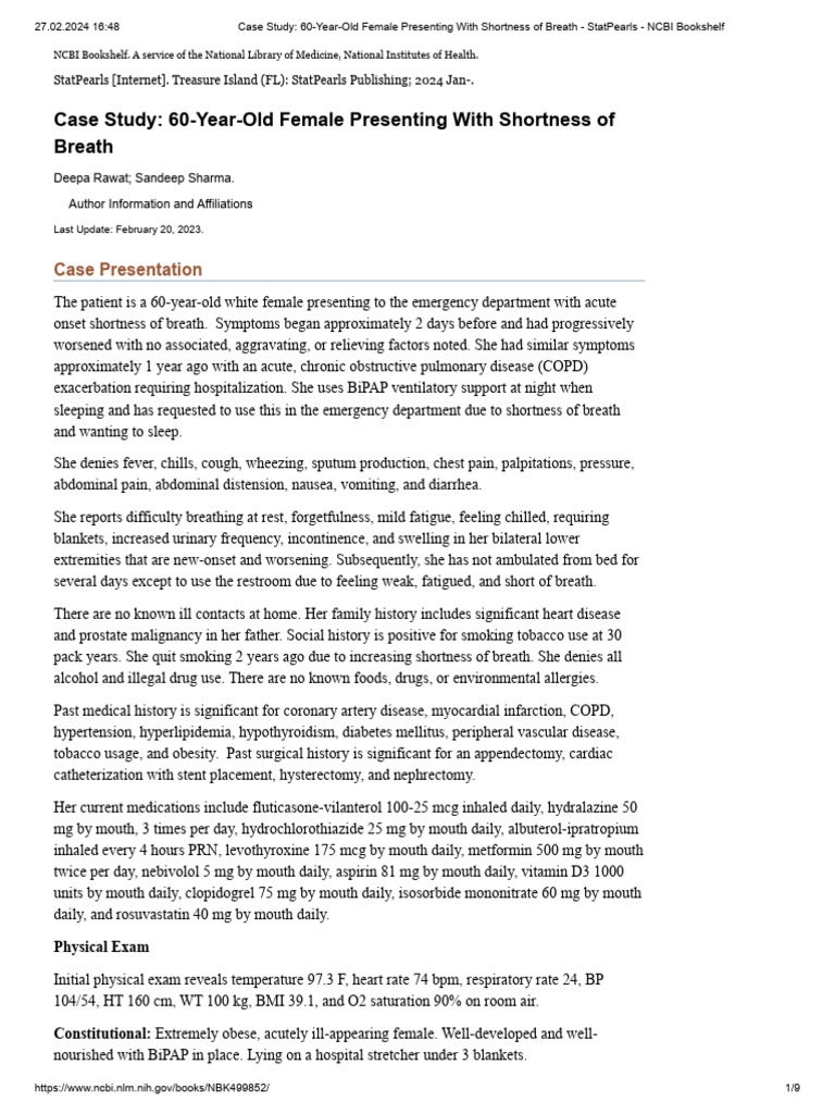 Respiratory System Diseases Case Study | PDF | Hypothyroidism | Heart ...