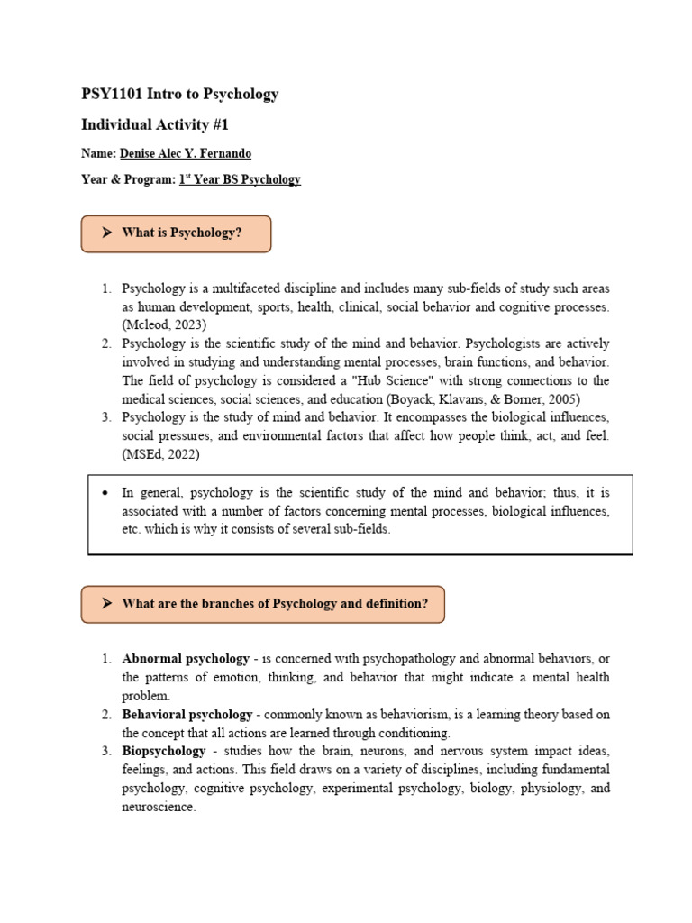 Intro to Psychology Overview and Insights | PDF | Psychology ...