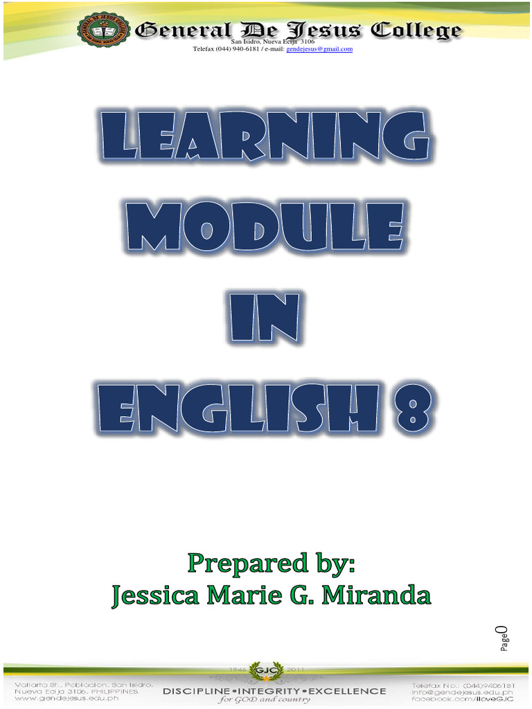 Learning Module Grade 8 | PDF | Reading Comprehension | Human Communication