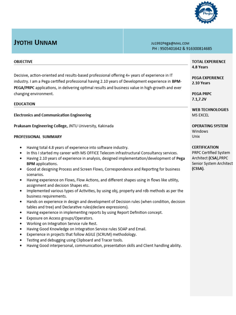 Jyothi - Pega CSSA | PDF