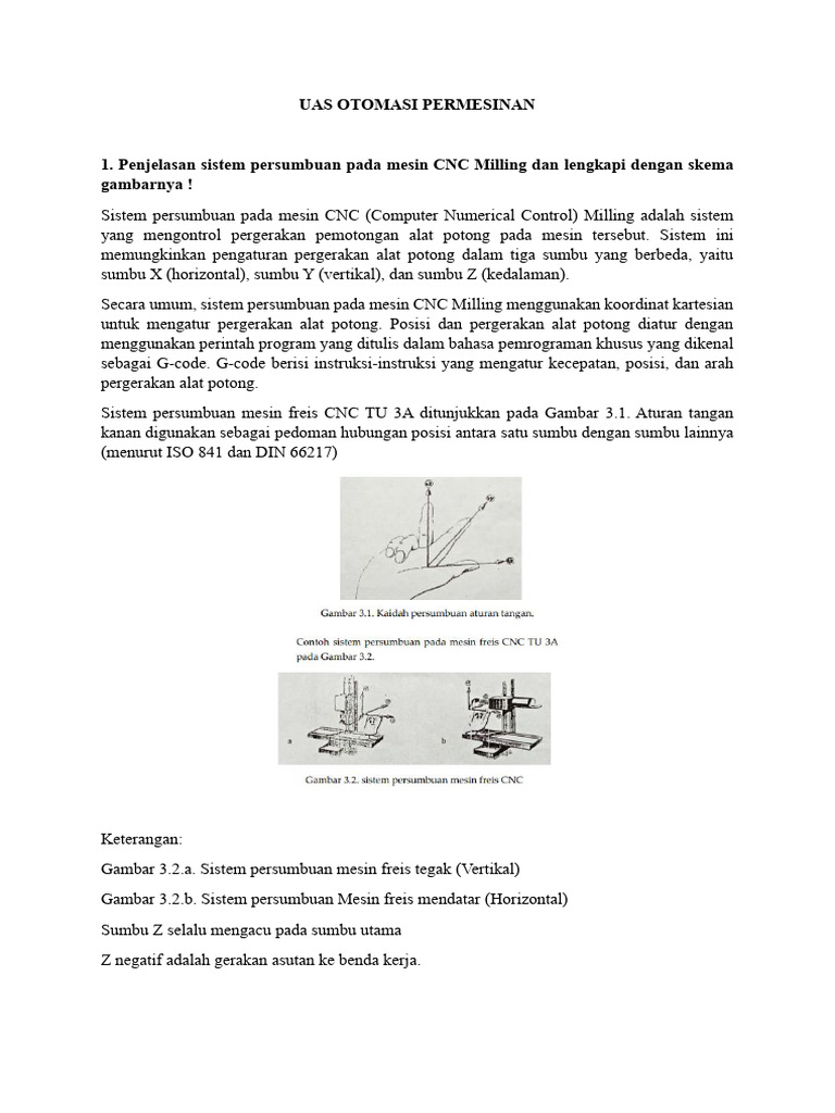 Jawaban UAS Otomasi Permesinan | PDF | Teknologi & Rekayasa