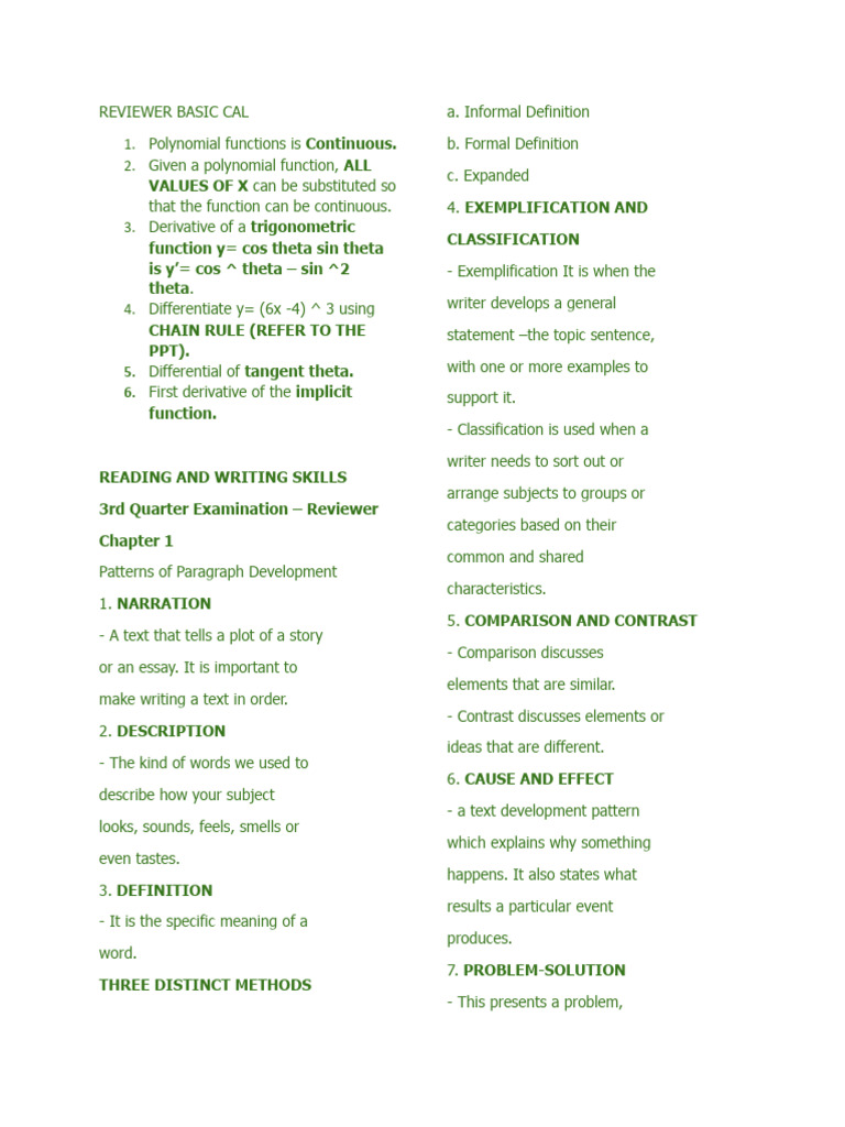 Reviewer Basic Cal | PDF