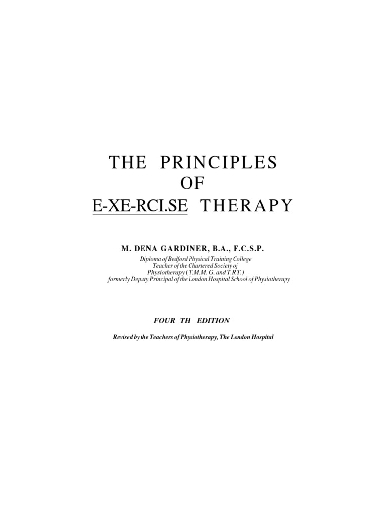 Principles of Exercise Therapy | PDF | Lever | Musculoskeletal System