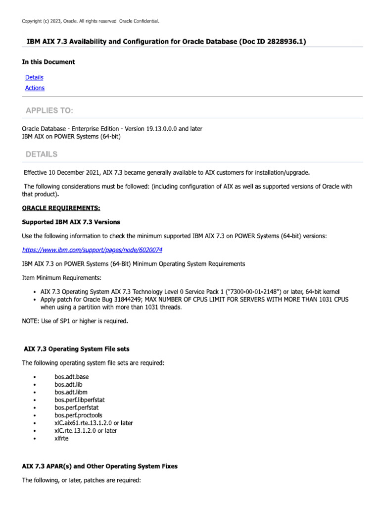 2828936 1 Ibm Aix 7 3 Availability And Configuration For Oracle Database Pdf