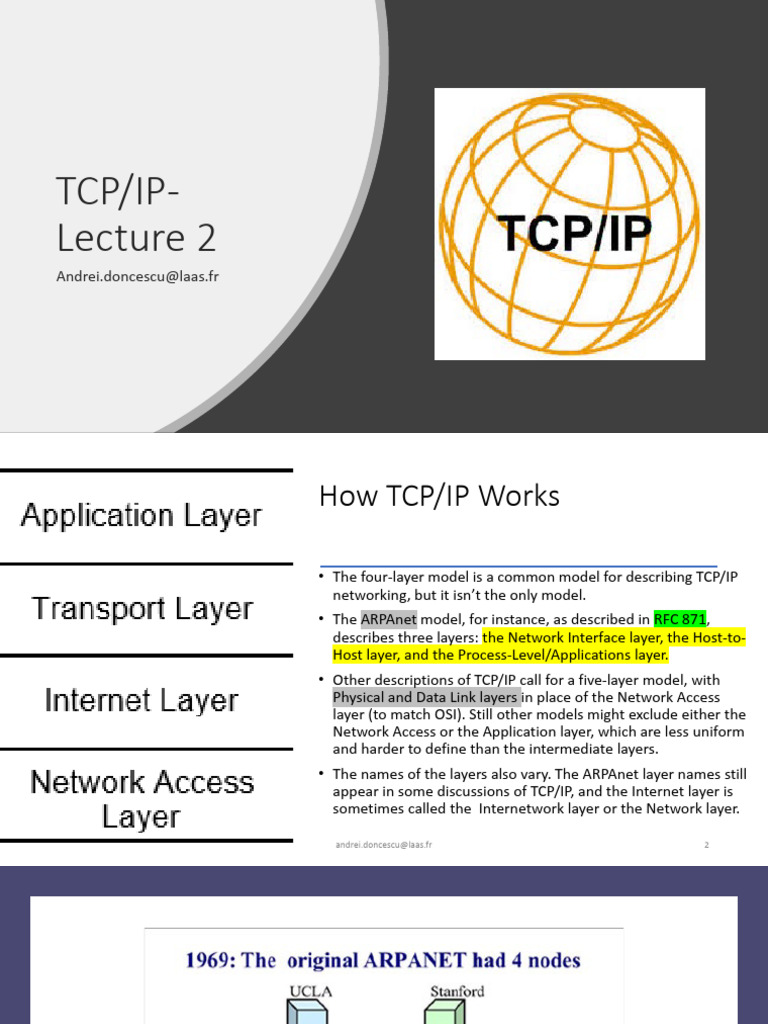 Lecture2 TCPIP | PDF | Osi Model | Internet Protocol Suite