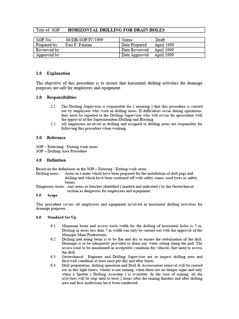 Dsop 08 SOP | PDF | Oil Well | Drilling