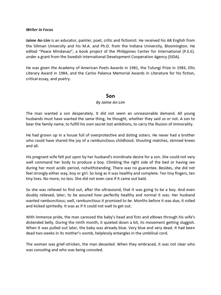 Son by Jaime An Lim | PDF